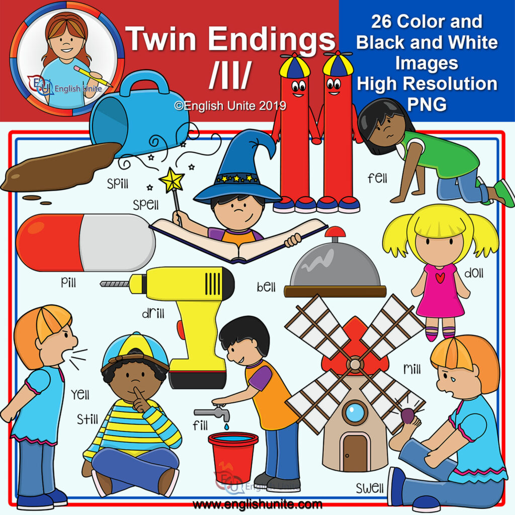 Clip Art - Twin Endings Bundle (FF, LL, SS & ZZ) | Made By Teachers