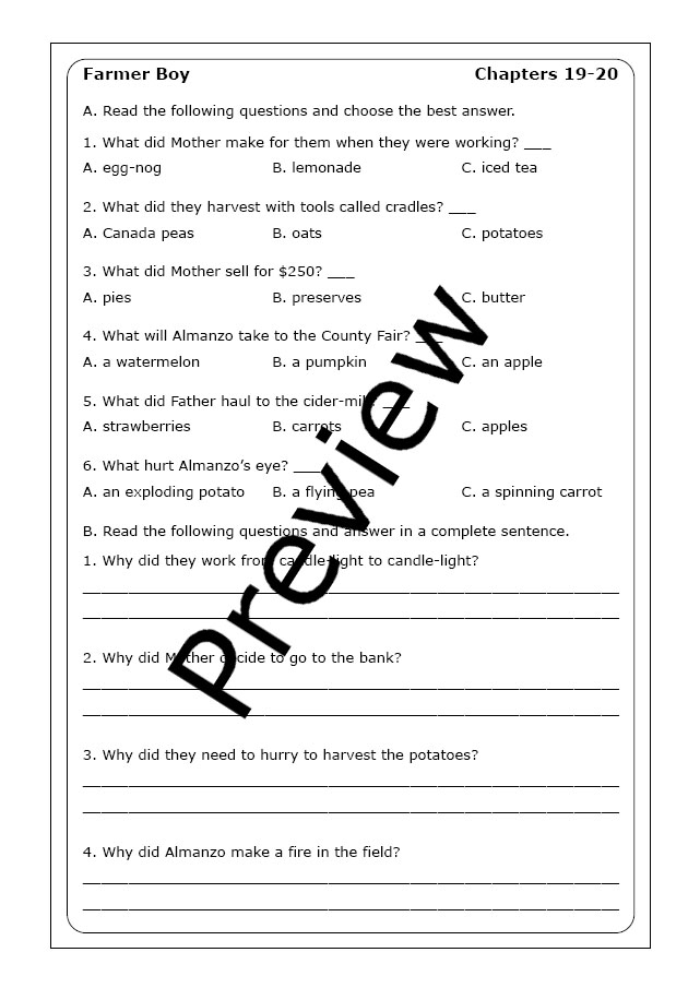 Laura Ingalls Wilder "Farmer Boy" worksheets | Made By Teachers