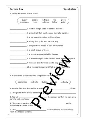 Laura Ingalls Wilder "Farmer Boy" worksheets | Made By Teachers