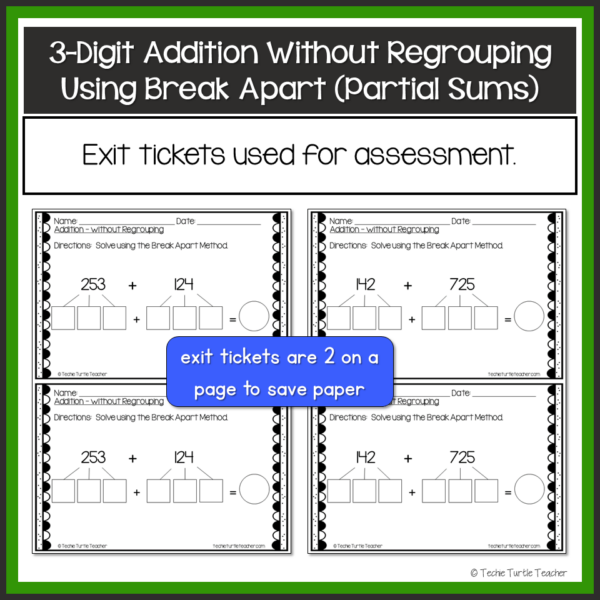 3-Digit Addition without Regrouping Using Break Apart Partial Sums ...