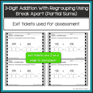 3-Digit Addition with Regrouping Using Break Apart Partial Sums ...
