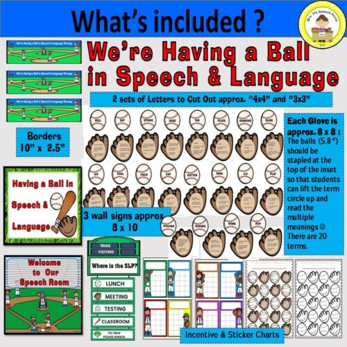 Speech Therapy Bulletin Board and Room Decor Baseball Themed | Made By ...