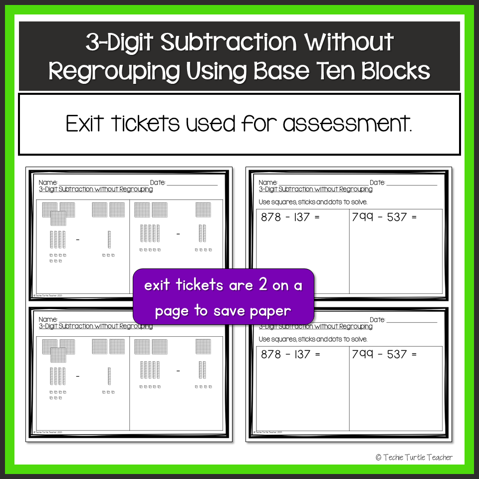 3-Digit Subtraction without Regrouping Using Base Ten Blocks | Made By ...