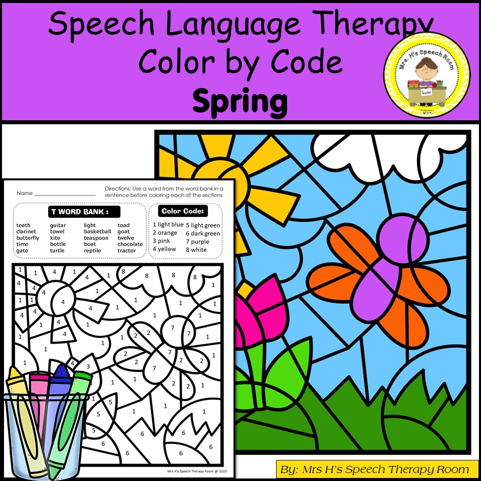 Spring Speech Therapy Color By Number Grab and Go Activity (Copy ...