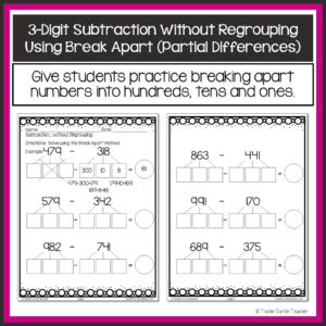 3-Digit Subtraction without Regrouping Using Break Apart Partial Differences | Made By Teachers
