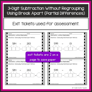 3-Digit Subtraction without Regrouping Using Break Apart Partial Differences | Made By Teachers