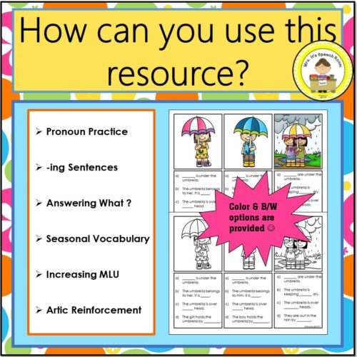 Pronoun Speech Therapy For Elementary Students | Spring Set | Made By ...