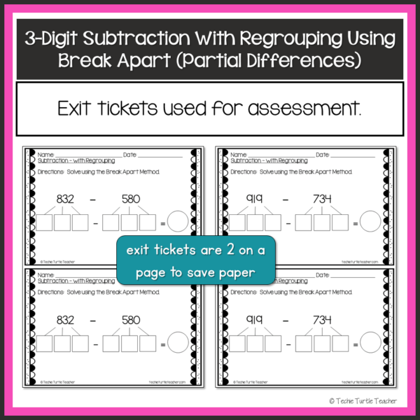 3-Digit Subtraction with Regrouping Using Break Apart Partial ...