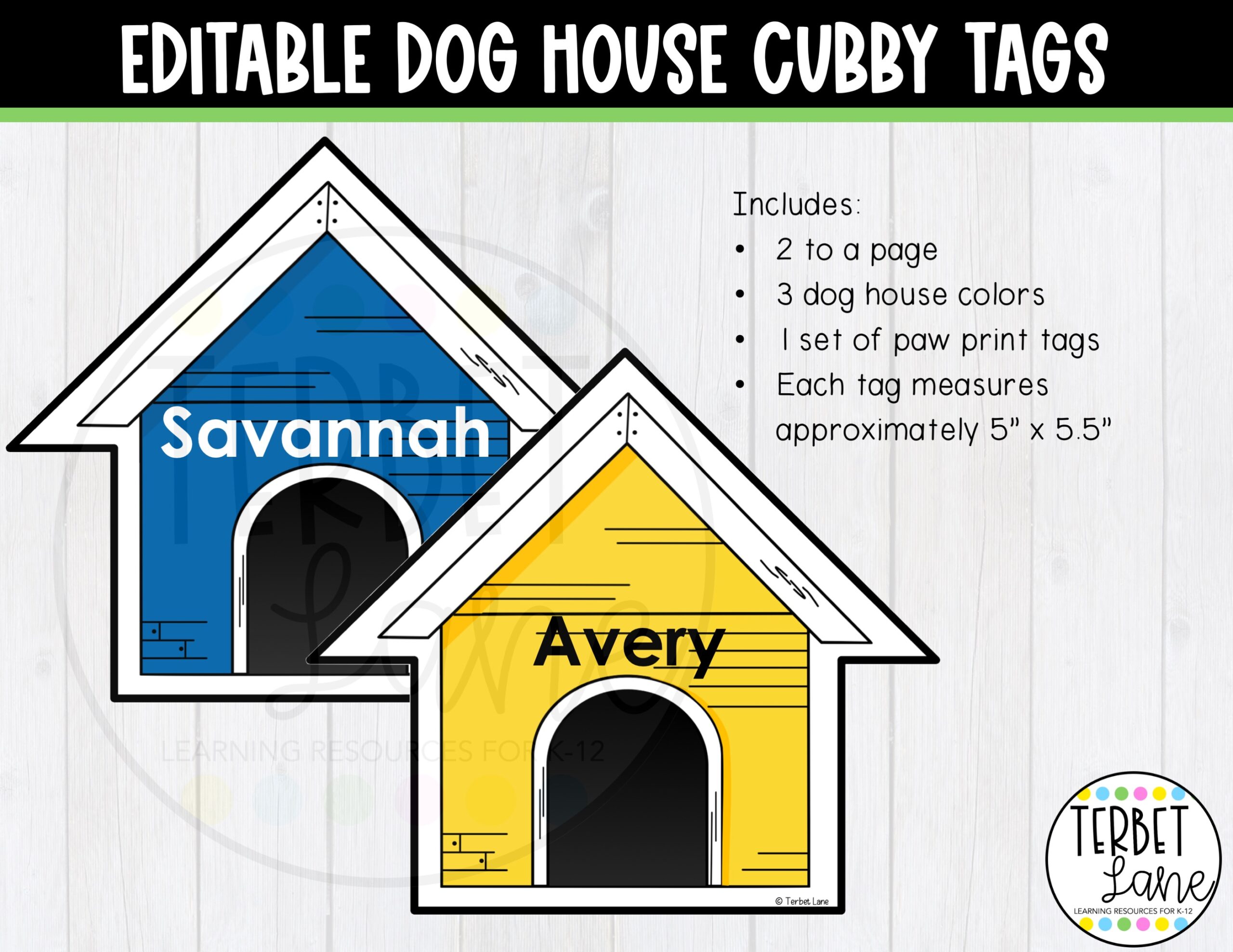 Editable Dog House Themed Cubby Tags | Made By Teachers