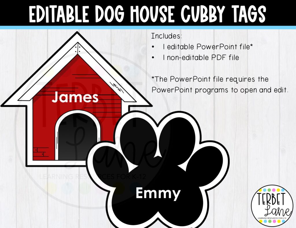 Editable Dog House Themed Cubby Tags | Made By Teachers