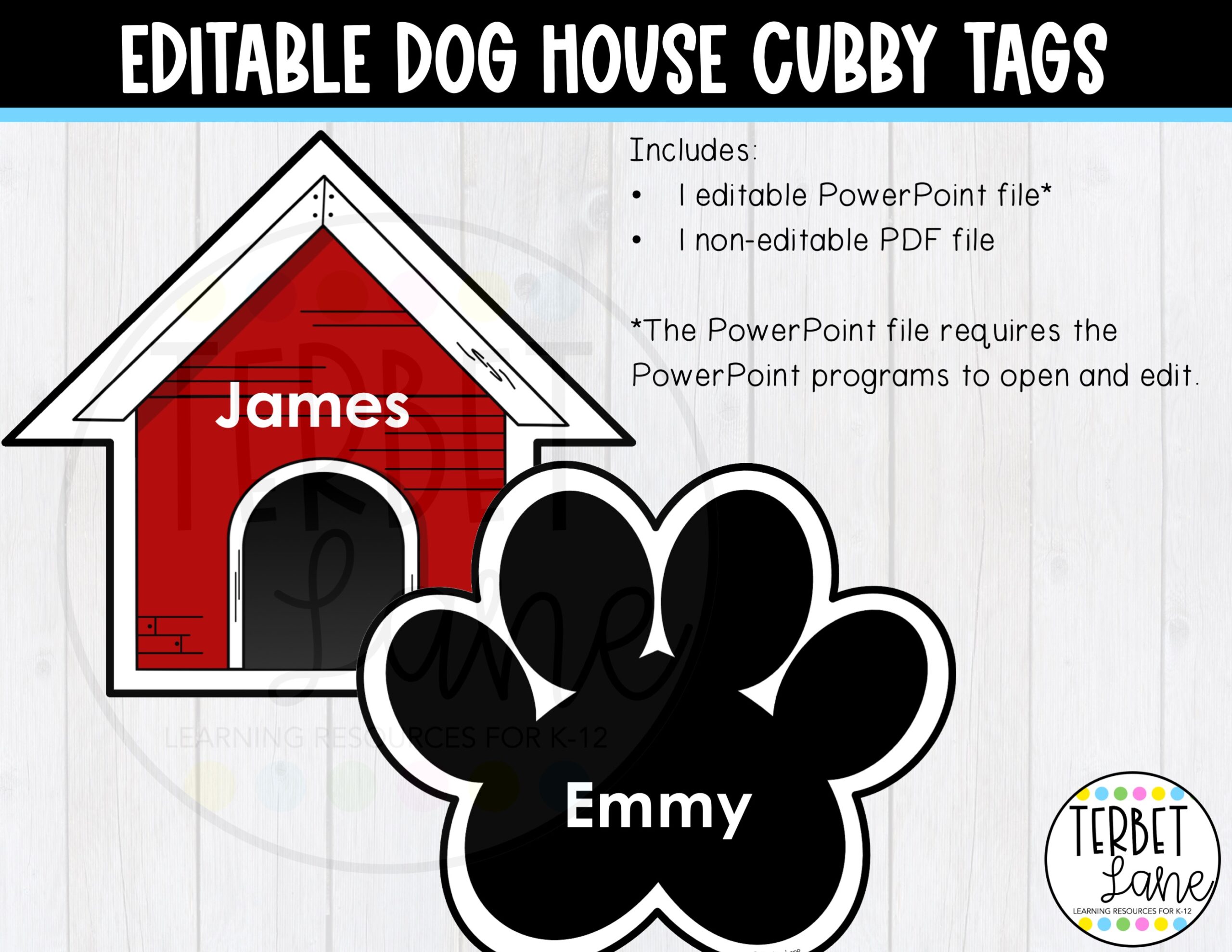 Editable Dog House Themed Cubby Tags | Made By Teachers