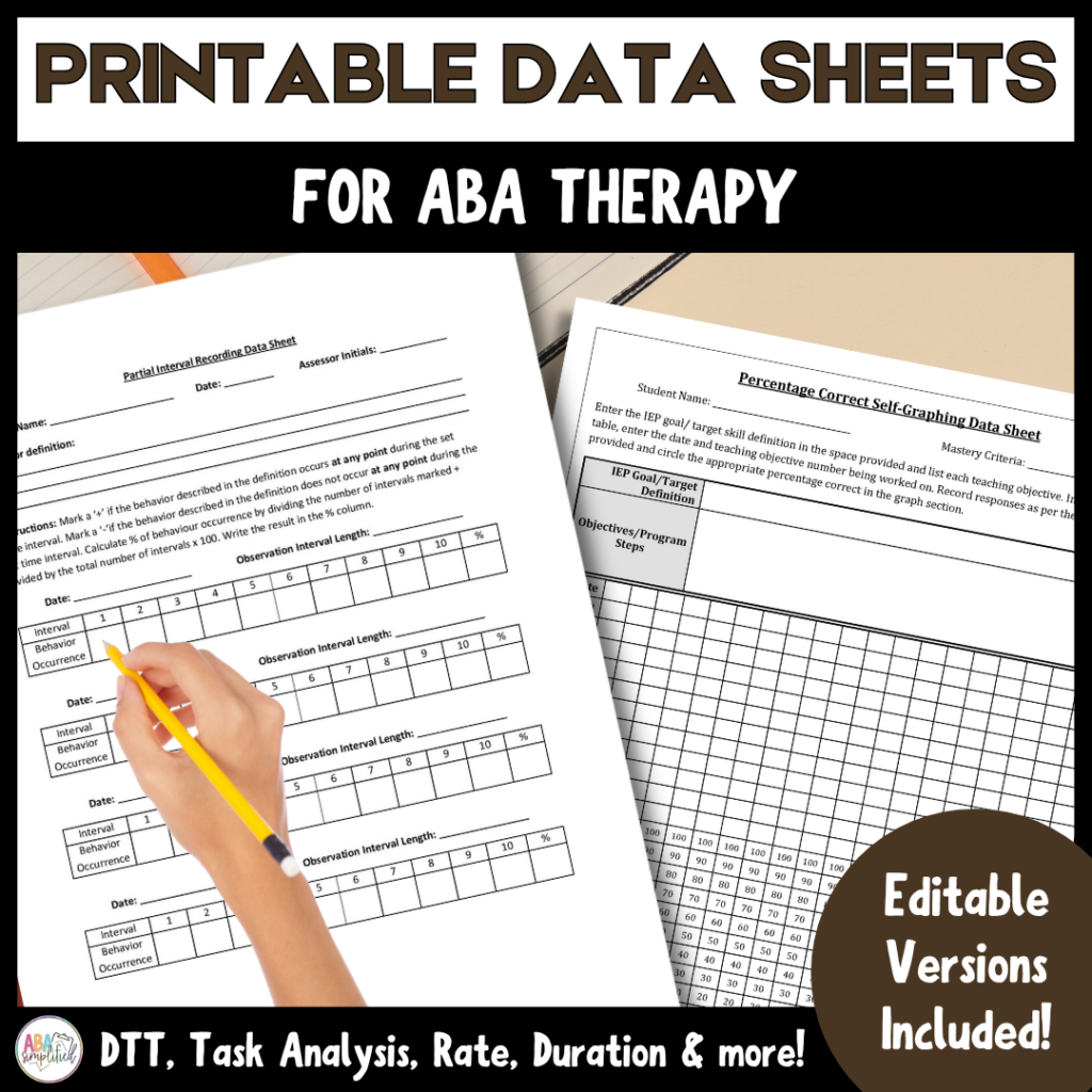 Printable Data Sheets for ABA Therapy - Starter Bundle | Made By Teachers