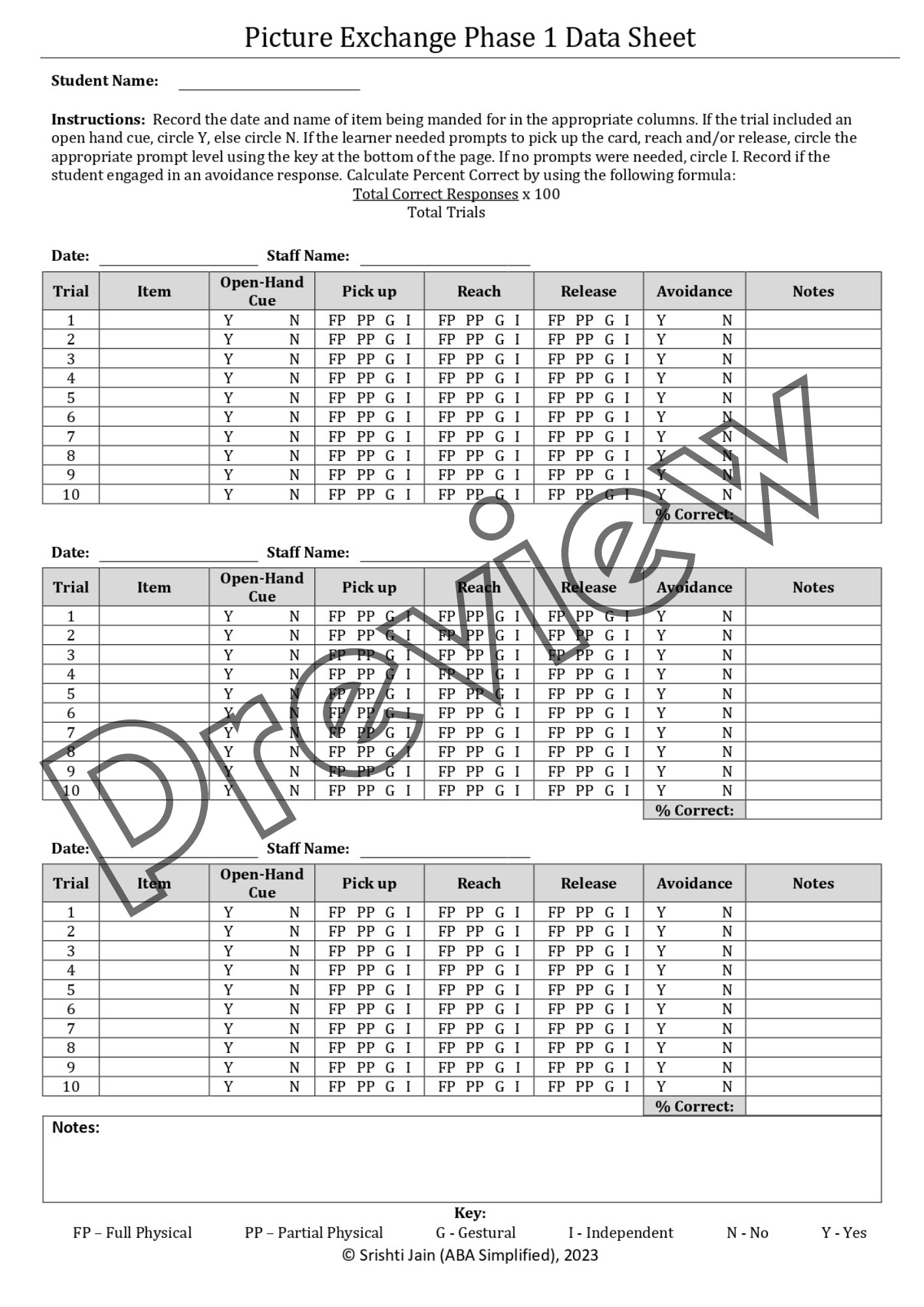 Printable Data Sheets for ABA Therapy - Starter Bundle | Made By Teachers