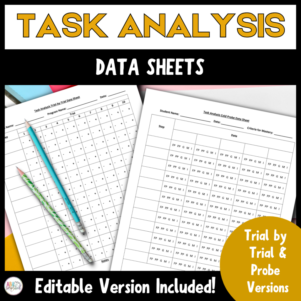Editable Task Analysis Data Sheet Templates for ABA Therapy | Made By ...