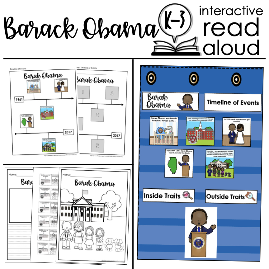Barack Obama Black History Month | Presidents Day Craft + Interactive ...