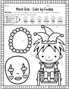 Mardi Gras Color by Feeling Worksheets | Made By Teachers