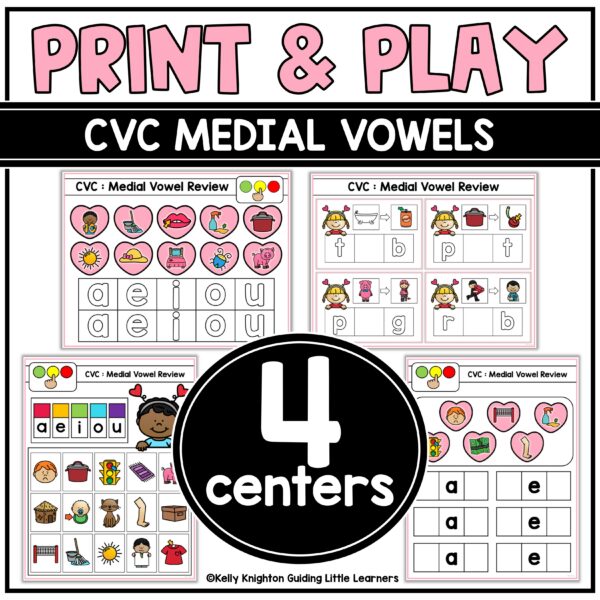 CVC Word Work l Medial Vowels l February Literacy Centers | Made By ...