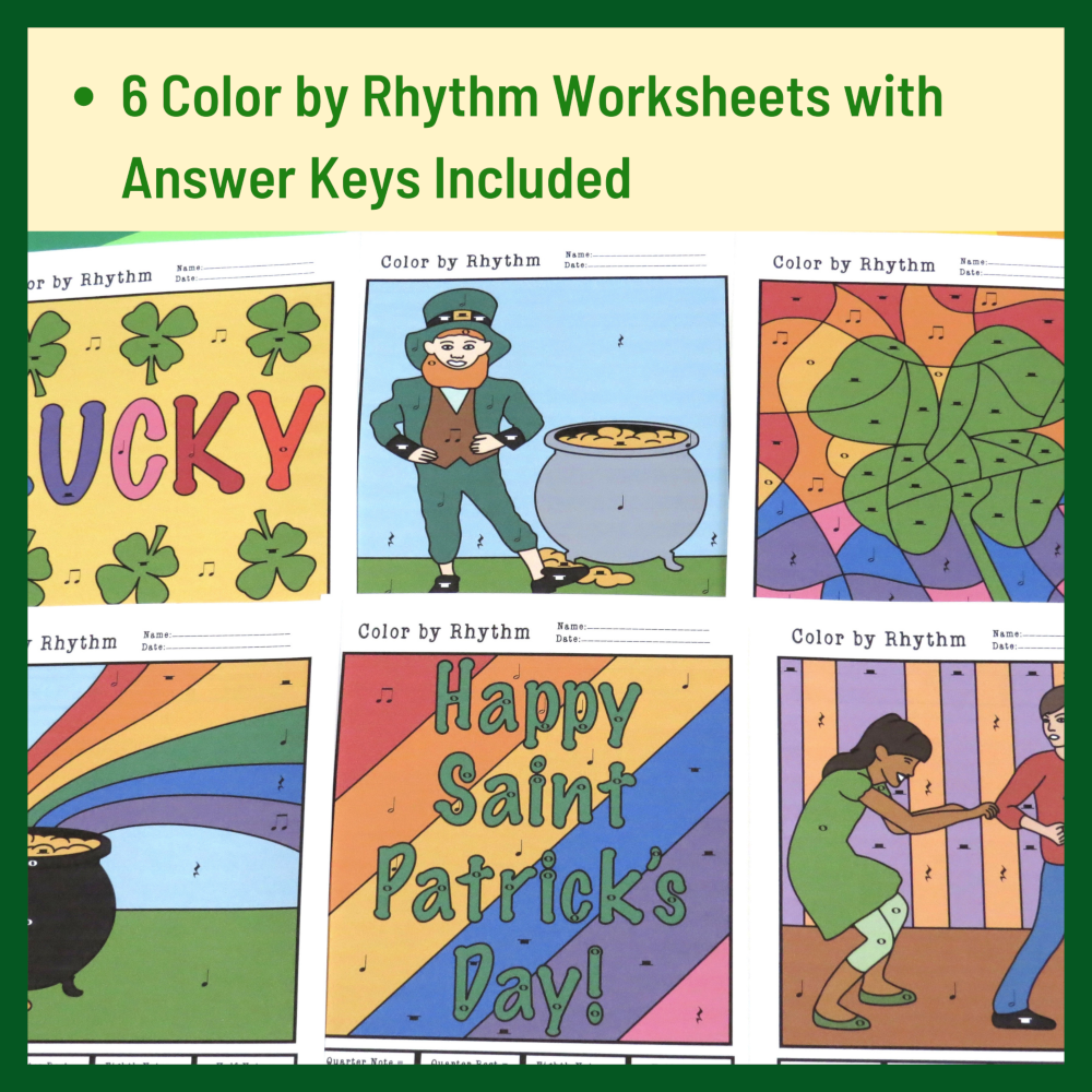St. Patrick’s Day Themed Color by Rhythm Worksheets | Made By Teachers