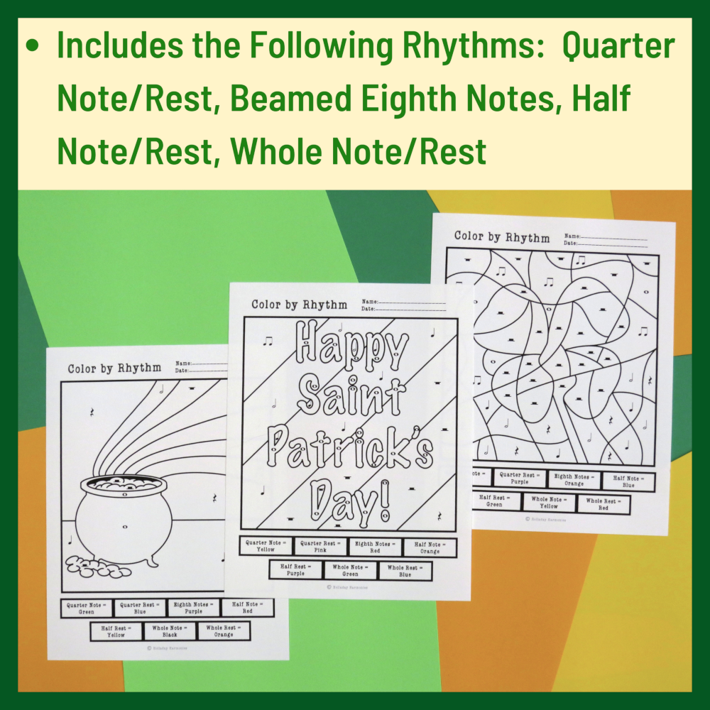 St. Patrick’s Day Themed Color by Rhythm Worksheets | Made By Teachers