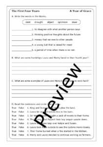 Laura Ingalls Wilder "The First Four Years" worksheets | Made By Teachers