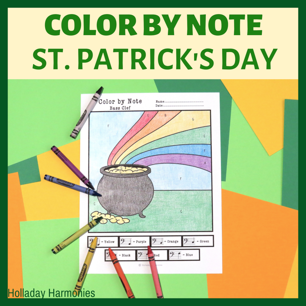 St. Patrick’s Day Themed Color by Note - Treble Clef and Bass Clef ...