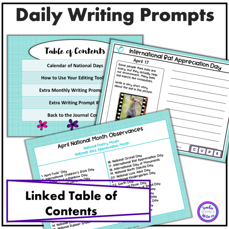 April Writing Prompts for Spring with National Days | Made By Teachers