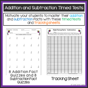 Math Fact Fluency Timed Quizzes & Tracking Sheets: Addition ...