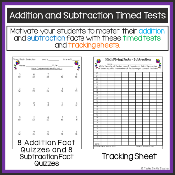 Math Fact Fluency Timed Quizzes & Tracking Sheets: Addition ...