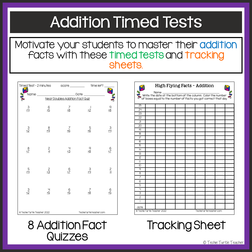 Math Fact Fluency Timed Quizzes & Tracking Sheets: Addition | Made By ...