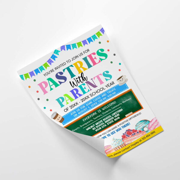Editable Pastries With Parents Fundraiser Flyer Template, PTA PTO ...