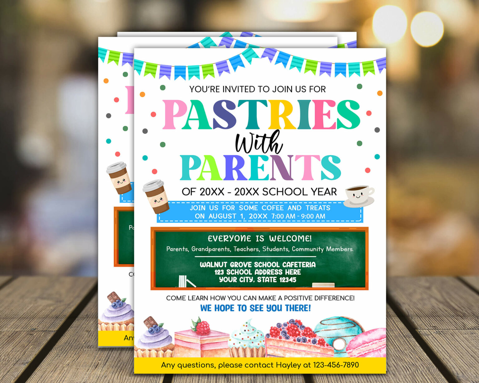 Editable Pastries With Parents Fundraiser Flyer Template, PTA PTO ...