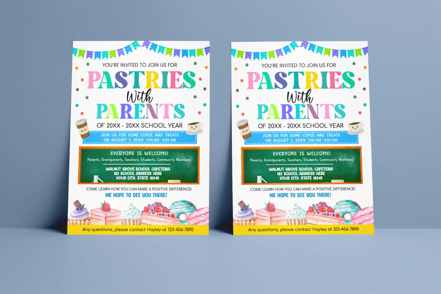 Editable Pastries With Parents Fundraiser Flyer Template, PTA PTO ...