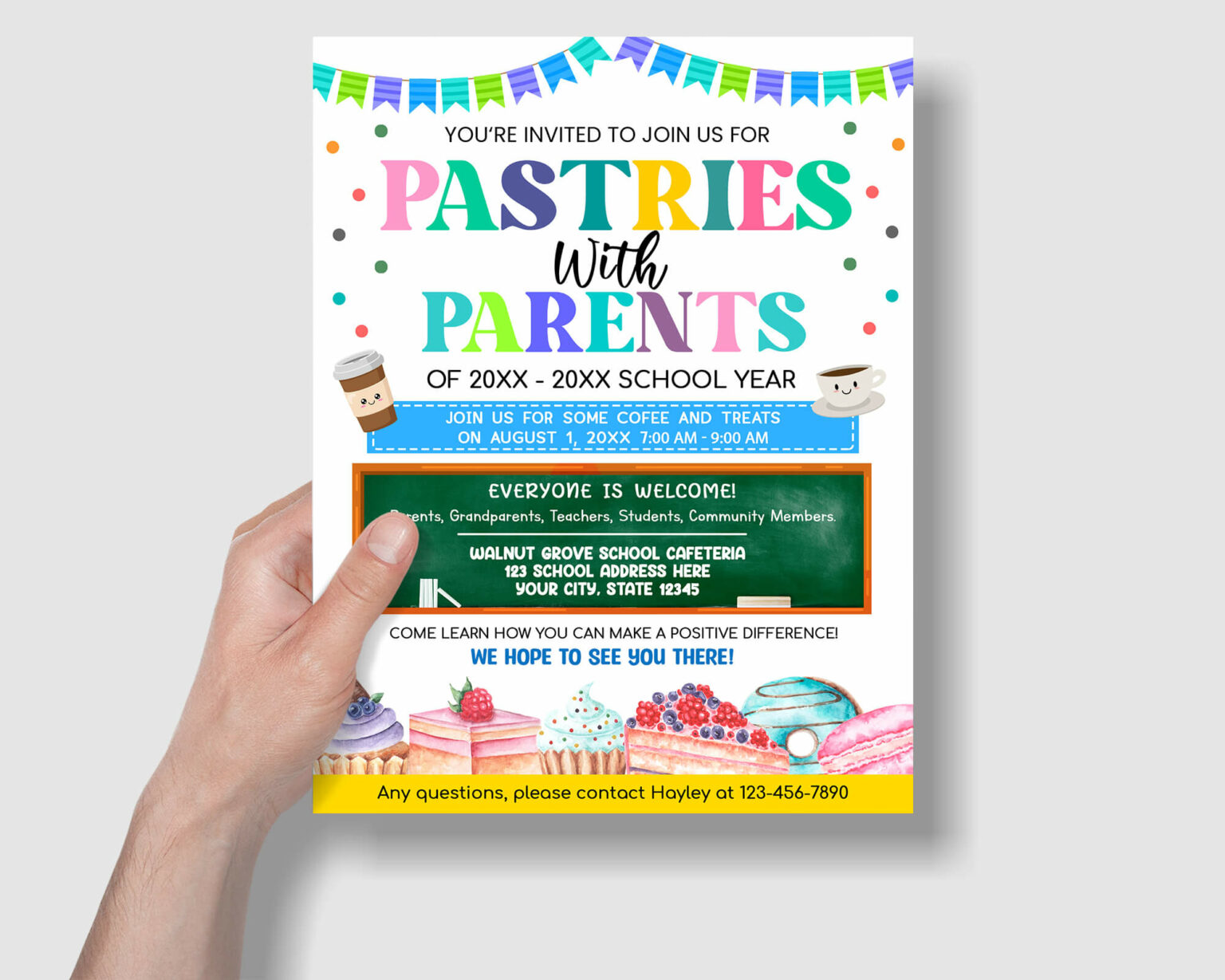 Editable Pastries With Parents Fundraiser Flyer Template, PTA PTO ...