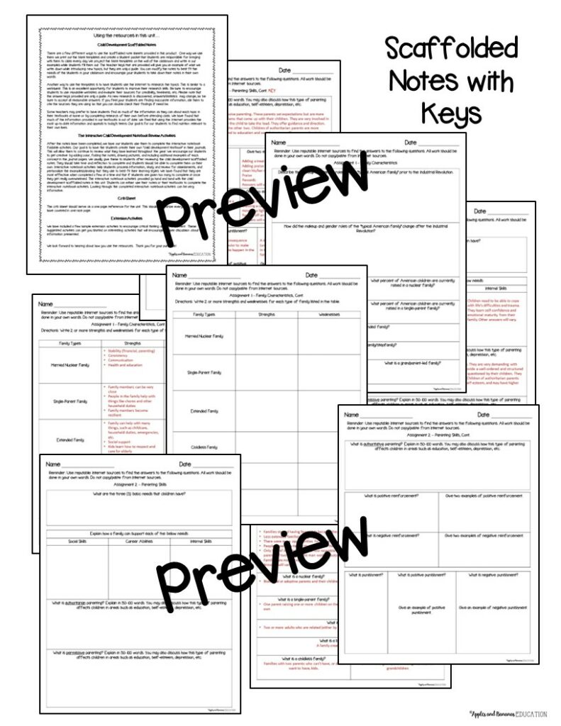 Family and Parenting - Interactive Note-Taking Activities | Made By ...