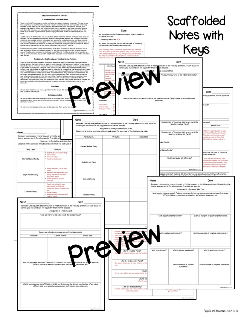 Family and Parenting - Interactive Note-Taking Activities | Made By ...