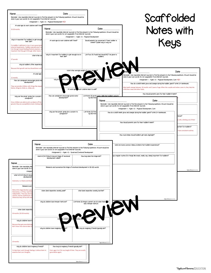 Ages 1-3 Interactive Note-Taking Activities | Made By Teachers