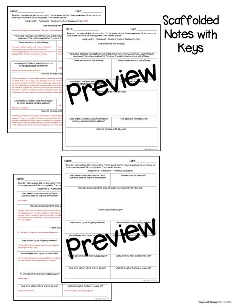 Adolescents - Interactive Note-taking Activities | Made By Teachers