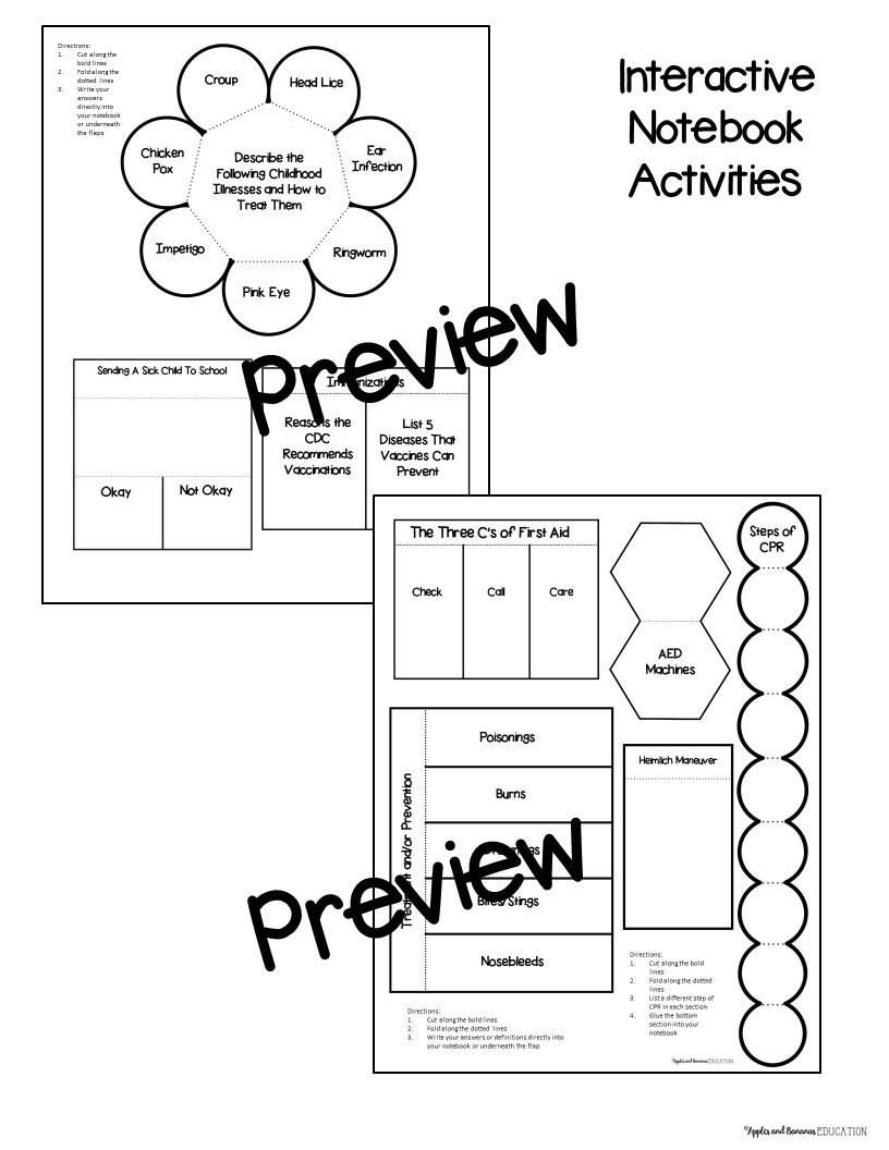 Childhood Illnesses, Accidents, and Emergencies - INB Activities | Made ...