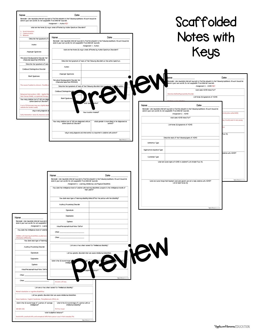 Children with Special Needs - Interactive Note-Taking Activities | Made ...