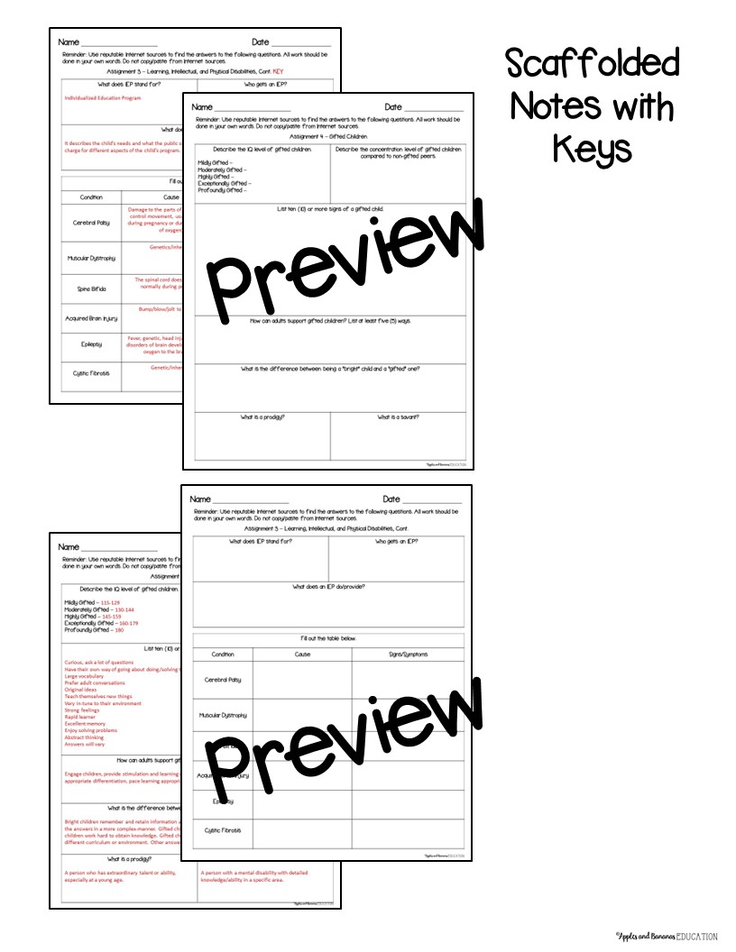 Children with Special Needs - Interactive Note-Taking Activities | Made ...