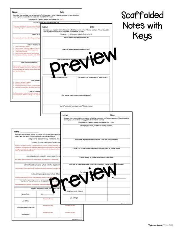 Careers Working With Children - Interactive Note-Taking Activities ...