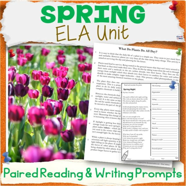 Spring Unit - Paired Reading Texts, ELA Activities, Writing Prompts ...