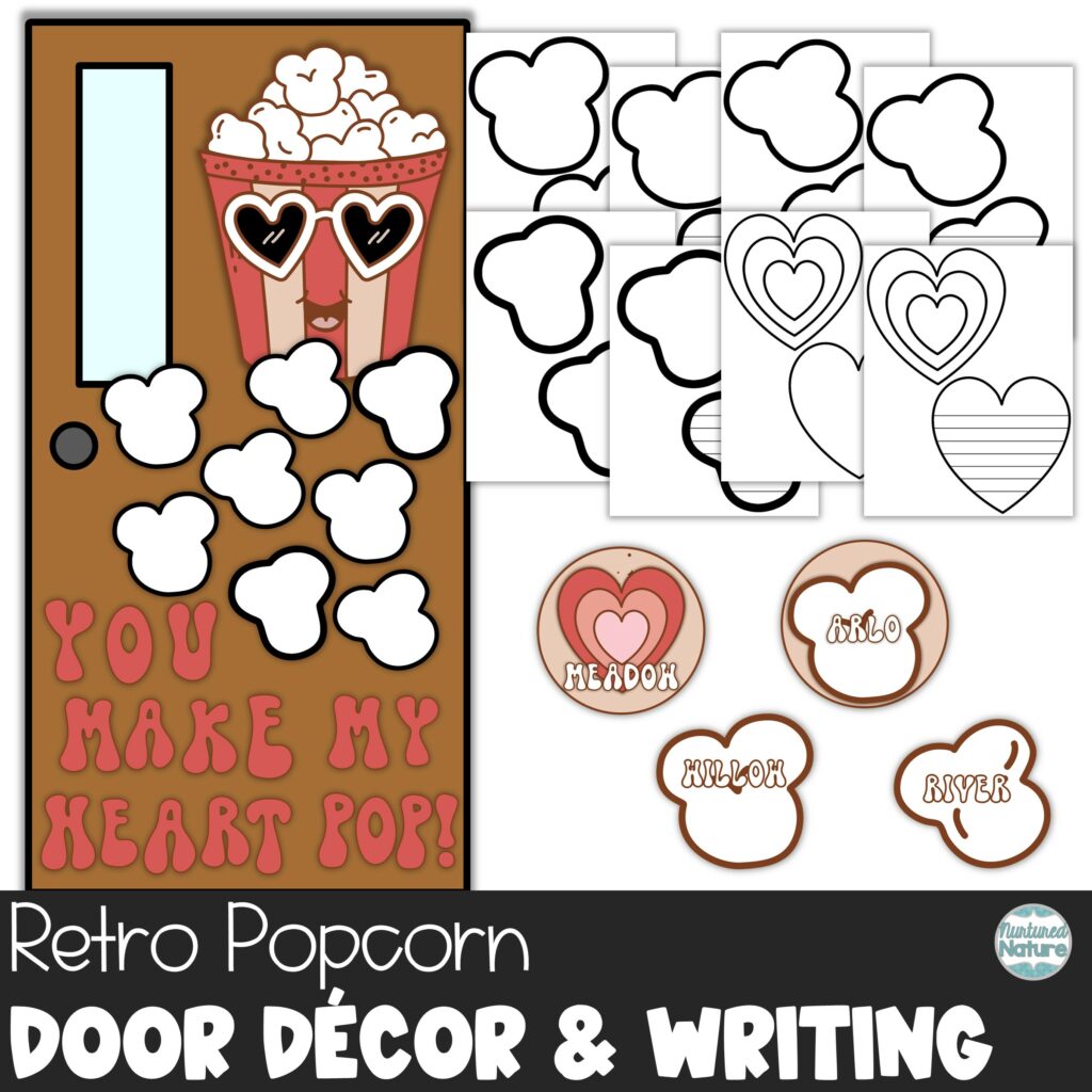 Retro Valentine’s Day Door Decor - Popcorn Bulletin Board with Editable ...