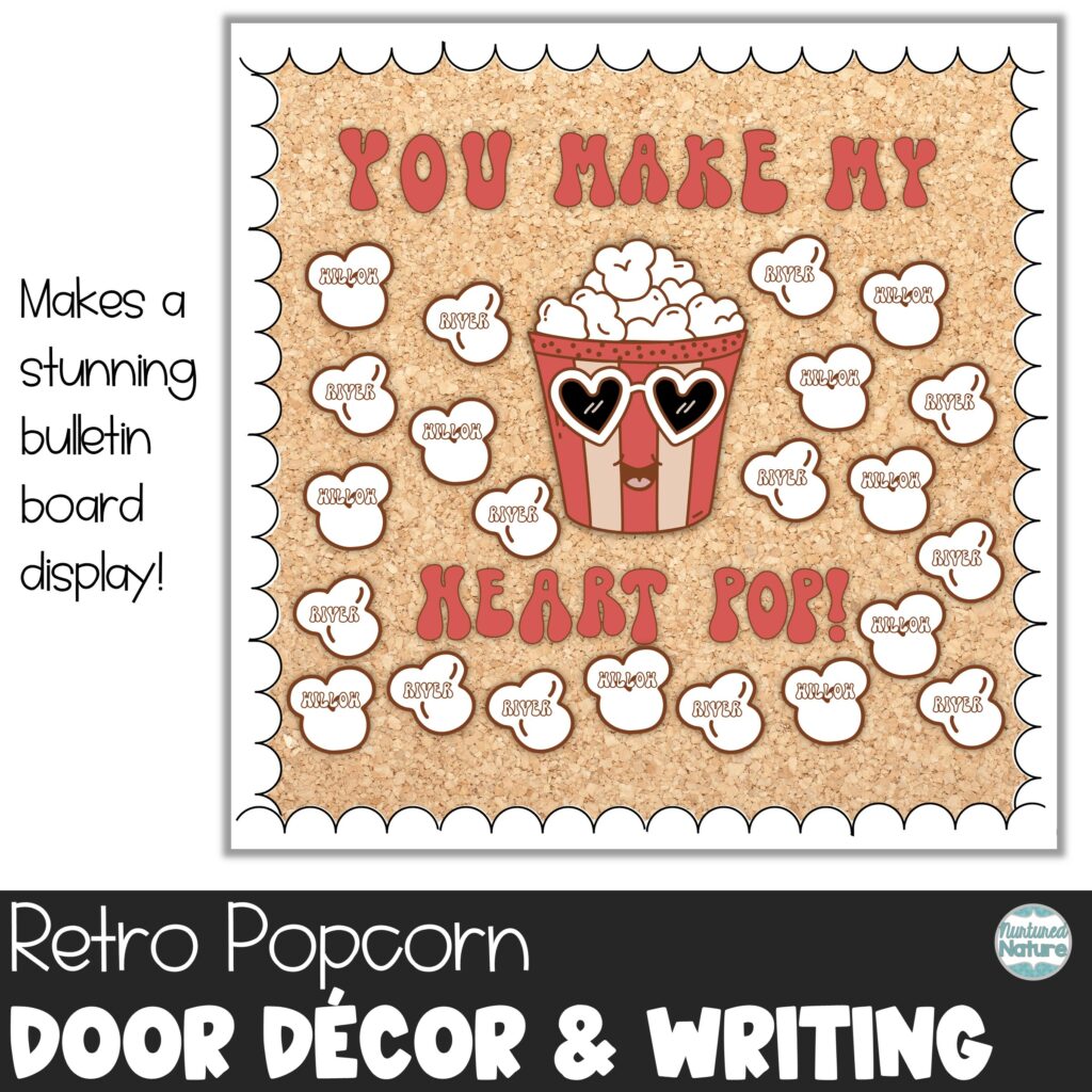Retro Valentine’s Day Door Decor - Popcorn Bulletin Board with Editable ...