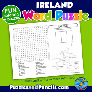 Ireland Word Search Puzzle and Coloring | Irish Wordsearch | Made By ...