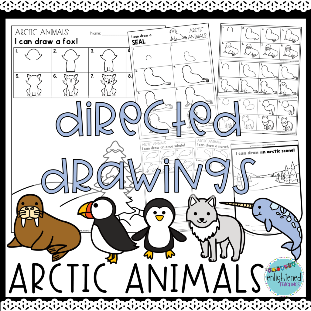 Arctic Animal Directed Drawings Worksheets - Arctic Animal Writing ...
