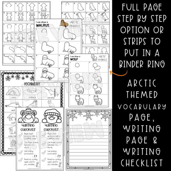 Arctic Animal Directed Drawings Worksheets - Arctic Animal Writing ...