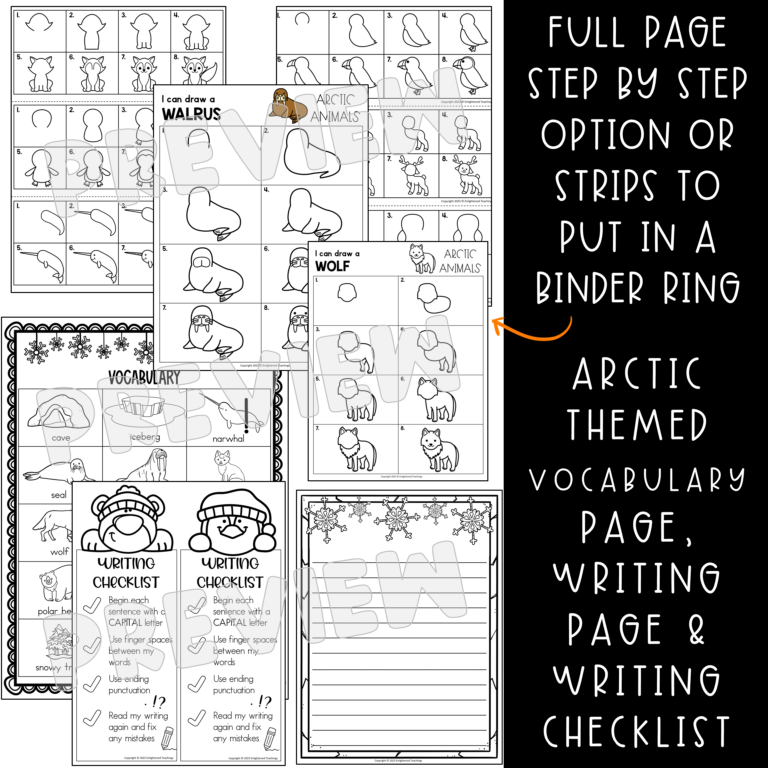 Arctic Animal Directed Drawings Worksheets - Arctic Animal Writing ...