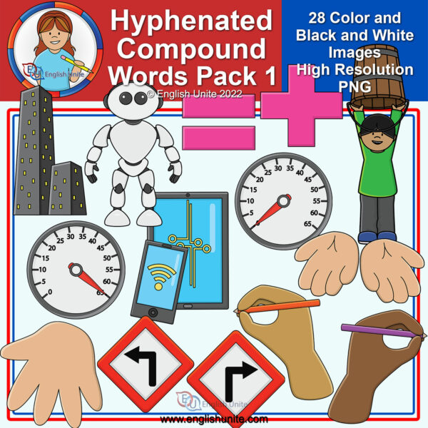 Clip Art - Hyphenated Compound Words Pack 1 | Made By Teachers