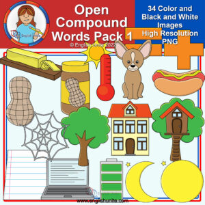 Clip Art - Open Compound Words Pack 1 | Made By Teachers